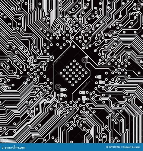 Abstract Technology Circuit Board Vector Background Black White Stock Vector Illustration Of