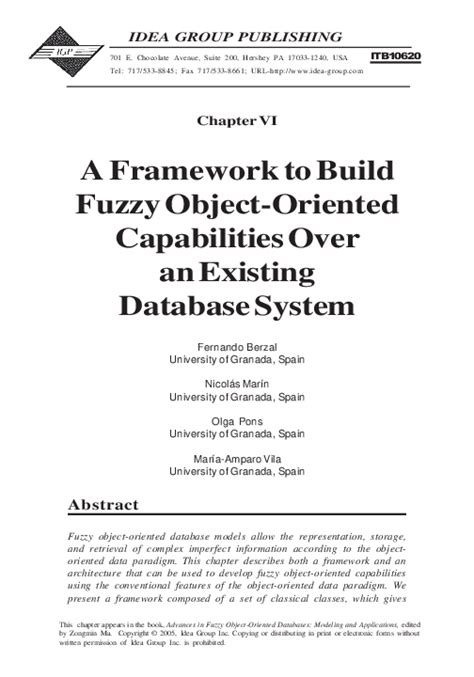 Pdf A Framework To Build Fuzzy Object Oriented Capabilities Over An Existing Database System
