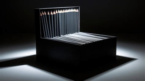 A Photo Of A Box Of New Graphite Pencils Minimalist Backdrop Premium Ai Generated Image