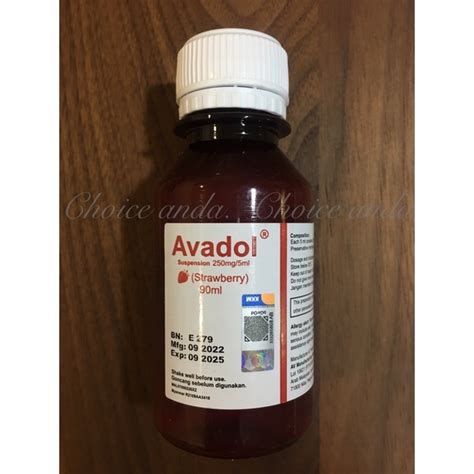 STRAWBERRY Flavour Avadol Suspension 250mg 5ml 90ml Paracetamol Shopee Malaysia