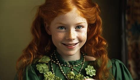 Premium Ai Image Smiling Freckled Redhead Girl Enjoys Summer Outdoors Generated By Ai