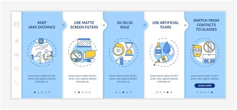 Premium Vector Digital Eyestrain Prevention Tips Onboarding Template Keep Safe Distance Use