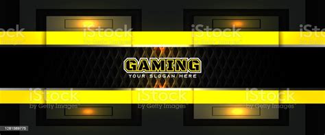 금속 기술 개념과 미래 노란색과 검은 색 추상적 인 게임 배너 디자인 템플릿 벡터 그래픽 3차원 형태에 대한 스톡 벡터 아트 및 기타 이미지 3차원 형태 Brand
