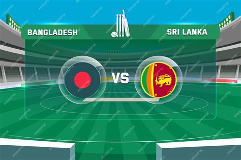크리켓 경기장을 배경으로 한 방글라데시 대 스리랑카 토너먼트 챔피언십 경기 프리미엄 벡터