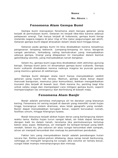 Teks Eksplanasi Fenomena Alam Pdf