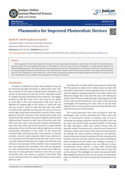 Pdf Plasmonics For Improved Photovoltaic Devices