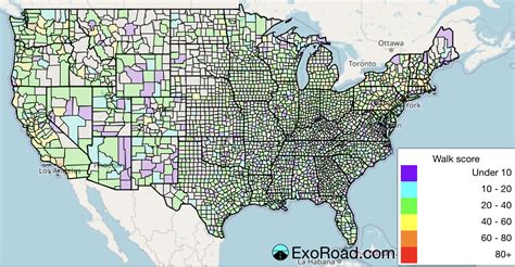 Us Walk Score Walkability Heatmap Map