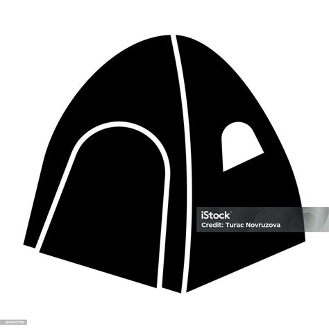 텐트 단단한 아이콘 여름 휴가 개념 흰색 배경에 관광 텐트 간판 문자 모양 스타일의 모바일 개념 웹 디자인의 캠핑 텐트 아이콘