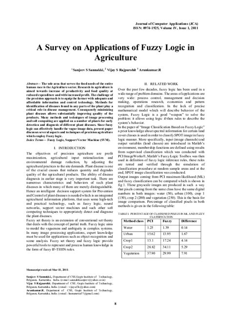 pdf a survey on applications of fuzzy logic in agriculture