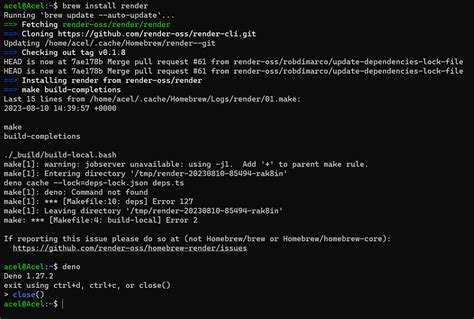 Issue During Install · Issue 7 · Render Osshomebrew Render · Github