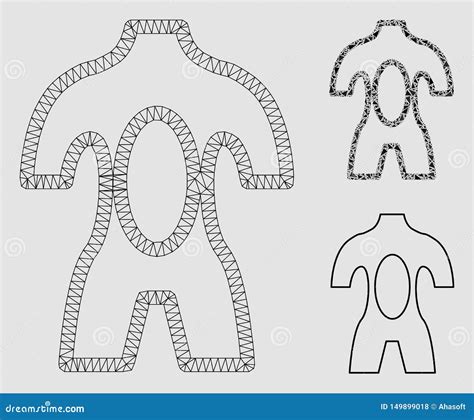 Dissection Vector Mesh Carcass Model And Triangle Mosaic Icon Stock