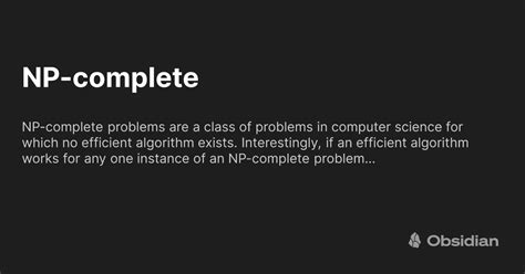 Np Complete Obsidian Publish