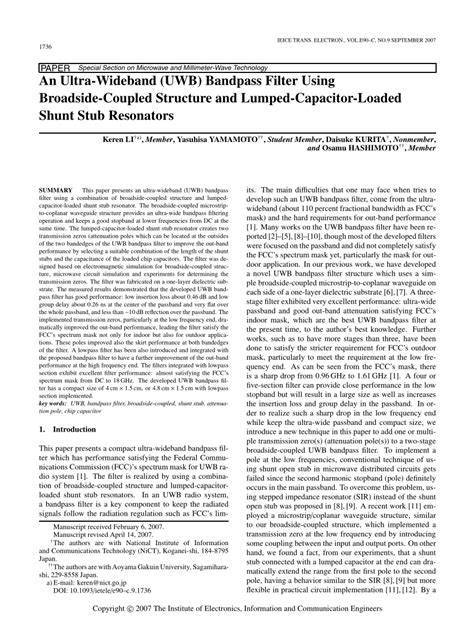 Pdf An Ultra Wideband Uwb Bandpass Filter Using Broadside Coupled Structure And Lumped