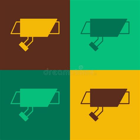 Pop Art Security Camera Icon Isolated On Color Background Vector Stock