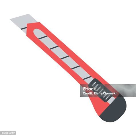 종이 절단을위한 문구 칼 아이콘 상자 커터 나이프 사무용품 낙서 고정 된 항목의 벡터 일러스트 레이 션 개인 장식품에 대한 스톡