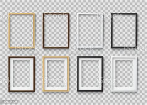 사진 현실적인 광장 흰색 검정과 앞에서 벽에 걸려 나무 빈 그림 프레임의 집합입니다 0명에 대한 스톡 벡터 아트 및 기타 이미지 0명 간판 건축 Istock