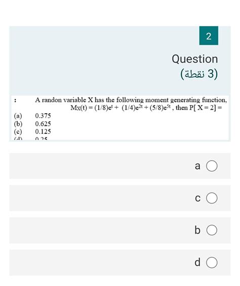 solved 2 question 3 a 6 c a randon variable x has