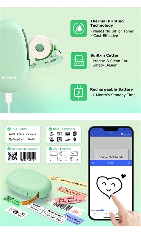 Supvan T50m Pro Bluetooth Label Maker Machine With Tape Wide Waterpro