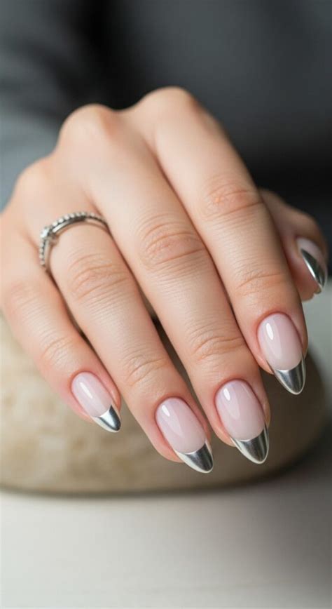 33 Chrome French Tip Nail Ideas For A Modern Metallic Manicure