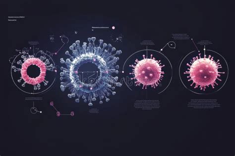 Illustrated Stages Of A Virus Lifecycle Highlighting Penetration Replication And Spreading In