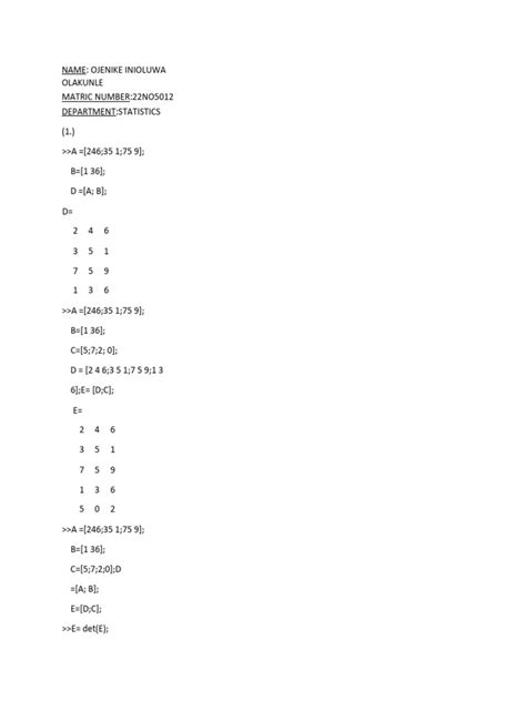Stat Pdf Matrix Mathematics Applied Mathematics