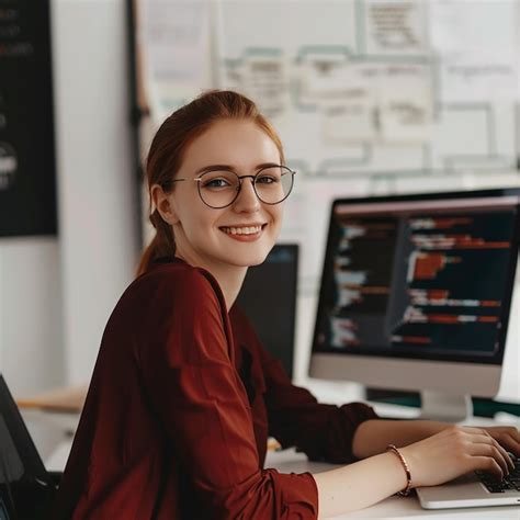 Smart Lady Software Developer Premium Ai Generated Image