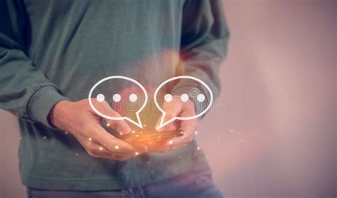 Social Online Concept Man Using Smartphone Chatting Sending And Reading Text Messages Stock