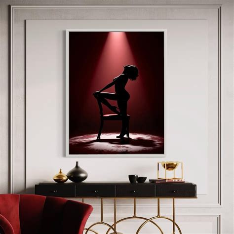 Elegant Silhouette Nude Woman On Chair Canvas Artistic Nude Wall Art