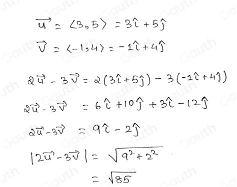 Solved 3 Find 2vector U 3vector V Using The Following Vectors Vector U Vector V [math]