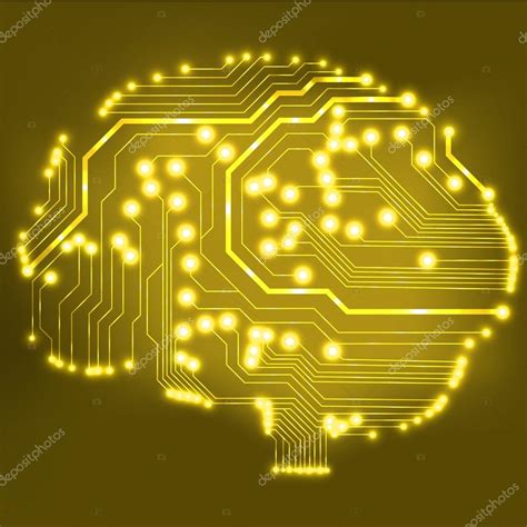 Circuit Board Computer Style Brain Vector Technology Background Eps10