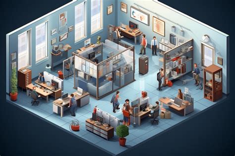 Premium Photo Isometric Office With Workers
