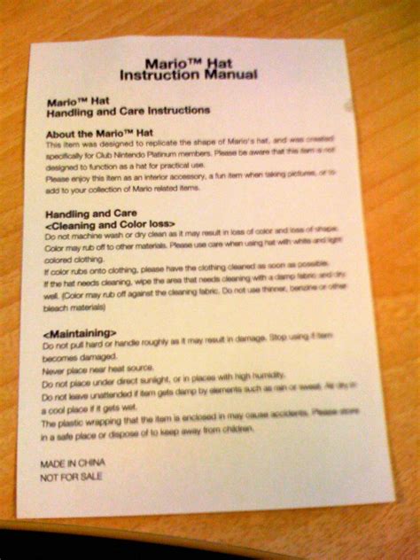 Mario Hat Instruction Manual Yes The Hat Has An Instructi Flickr
