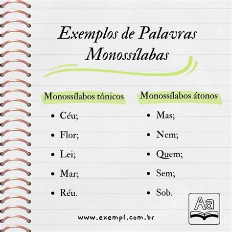 62 Exemplos De Palavras Monossílabas Tônicos E Átonos