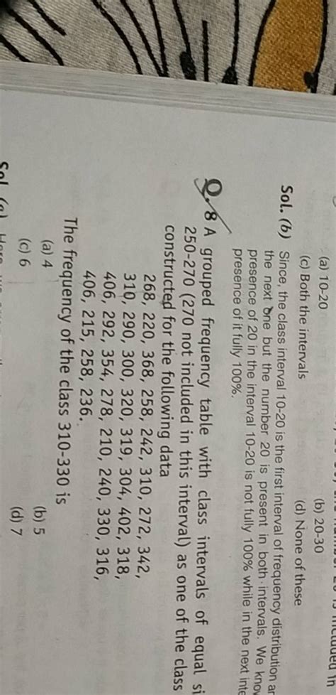 B Since The Class Interval 10−20 Is The First Interval Of Frequency Di