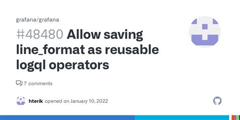allow saving line format as reusable logql operators · issue 48480