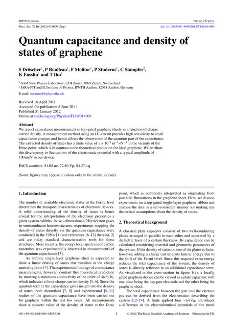 Quantum Capacitance And Density Of States Of Graphene Request Pdf