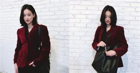 분위기 여신오연서 붉은 재킷흑발 고혹적