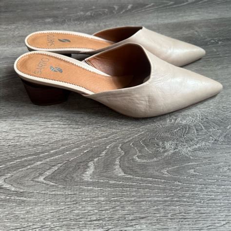 Franco Sarto Shoes Franco Sarto Cream And Brown Mules With Textured