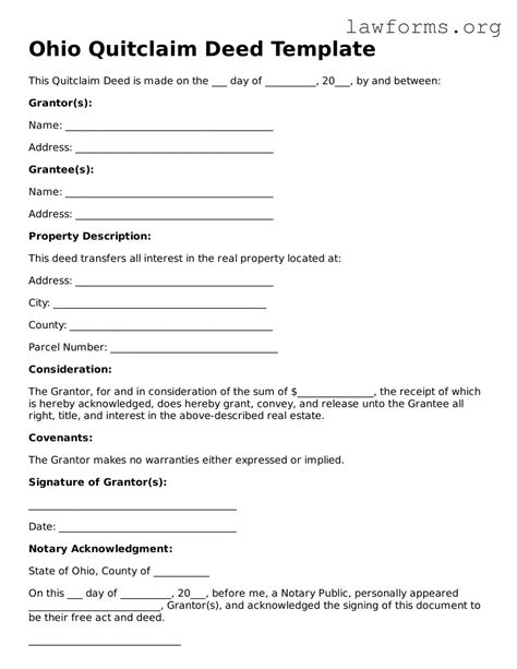 Free Ohio Quitclaim Deed Template ️ Fillable Pdf Form