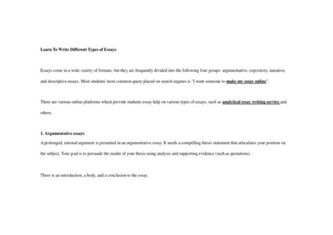 Learn To Write Different Types Of Essays Pdf
