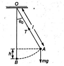 The angular amplitude of a simple pendulum is θ The maximum tension in its string will be