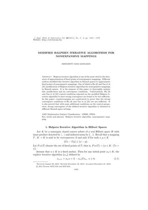 Pdf Modified Halpern Iterative Algorithms For Nonexpansive Mappings