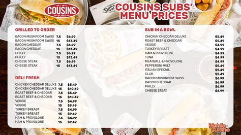 Cousins Subs Menu