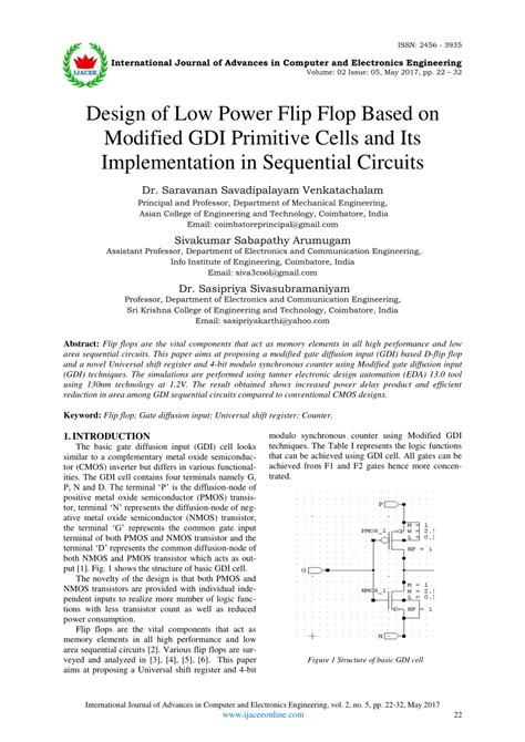 pdf design of low power flip flop based on modified gdi primitive