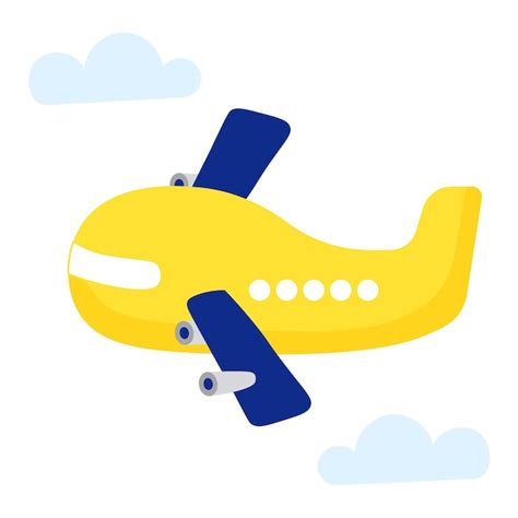 Premium Vector Yellow Cartoon Jet In The Sky