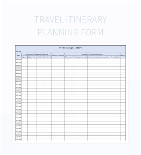 Free Trip Itinerary Templates For Google Sheets And Microsoft Excel Slidesdocs