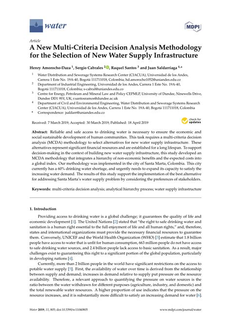 Pdf A New Multi Criteria Decision Analysis Methodology For The Selection Of New Water Supply