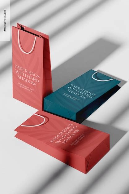 단단한 그림자 모형이 있는 종이 봉투 프리미엄 Psd 파일