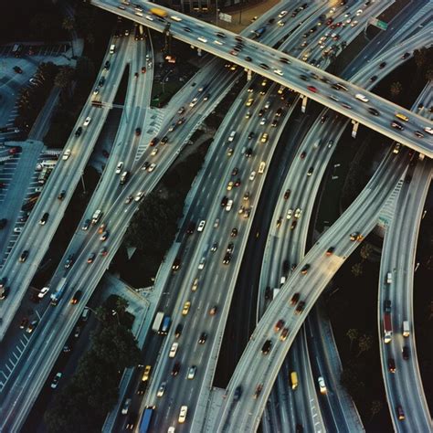 Premium Photo Overhead Shot Of Busy Freeway Intersection Los Angeles