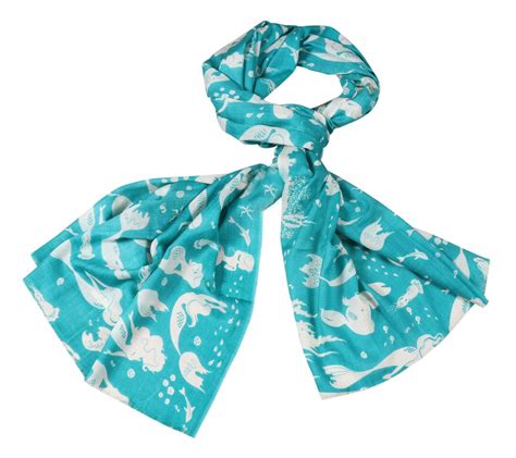 Mermaid Print Merino Wool Scarf Ocean Fantasy Boho Wrap Etsy